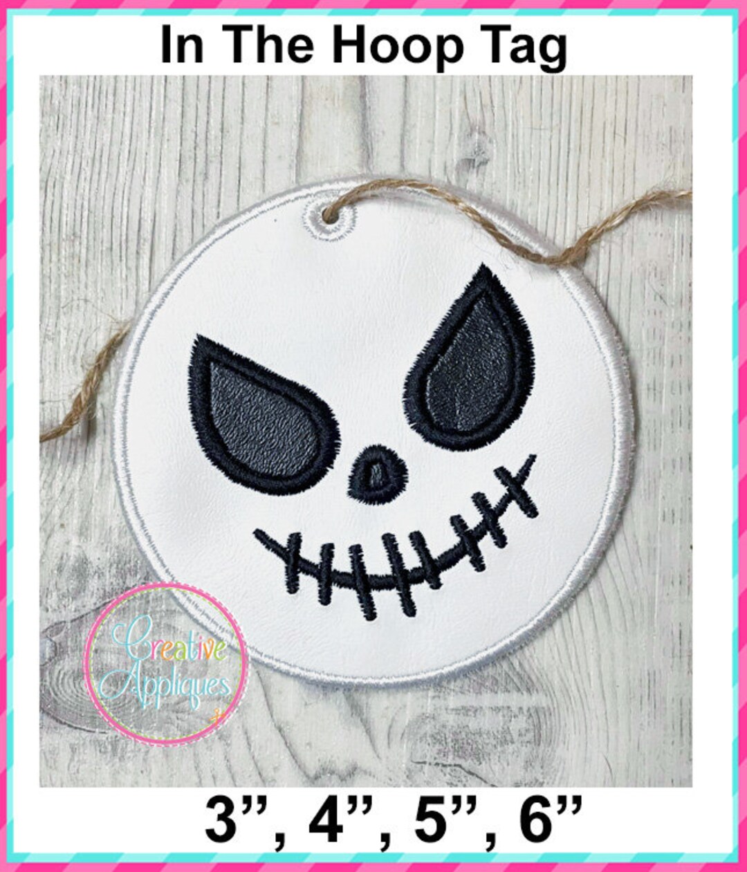 Skeleton Tag in the Hoop Machine Embroidery Design 4 Sizes, Luggage Tag ...
