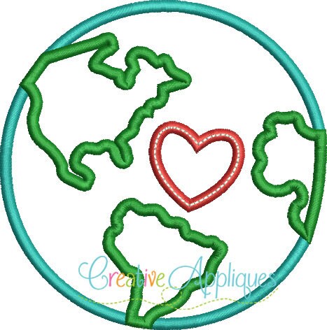 Planet Earth Globe Digital Machine Embroidery Applique Design 4 Sizes ...