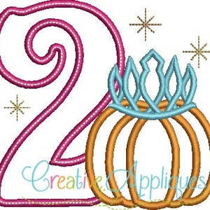 Pumpkin Princess Crown Number 2 Digital Machine Embroidery Applique ...