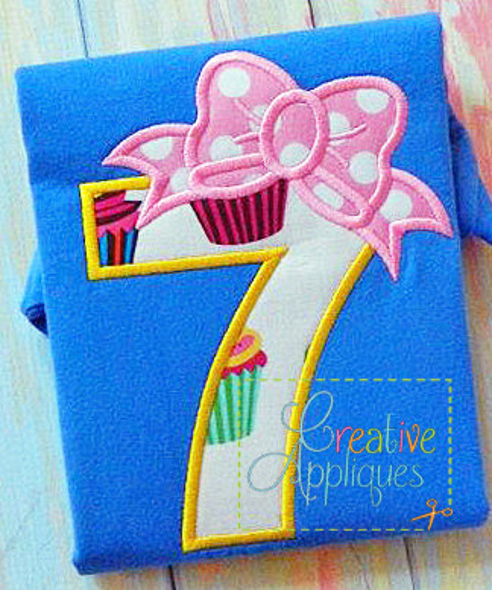 Bow Number 7 Seven Seventh Birthday Applique Digital Machine | Etsy