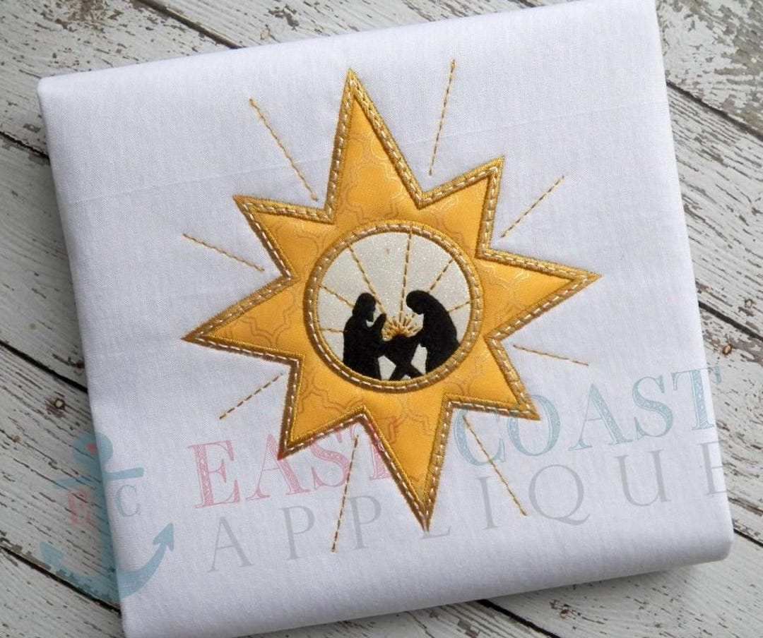 Nativity Star Applique Machine Embroidery Design, Applique Embroidery ...