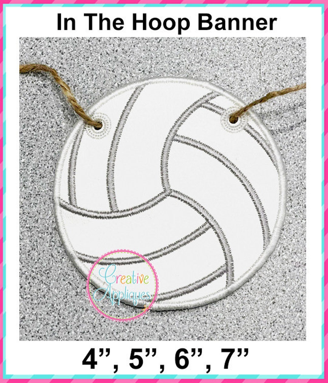 Volleyball Banner in the Hoop Machine Embroidery Design 4 Size, in the ...