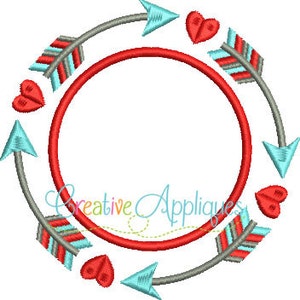 Tribal Arrow Heart Frame Valentine's Day Digital Machine Embroidery ...