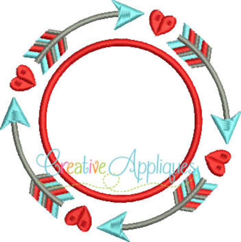 Tribal Arrow Heart Frame Valentine's Day Digital Machine Embroidery ...