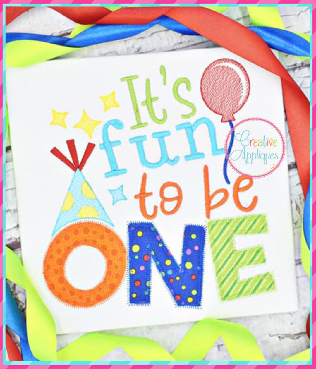 It's Fun to Be One First Birthday Embroidery Digital Machine Embroidery ...