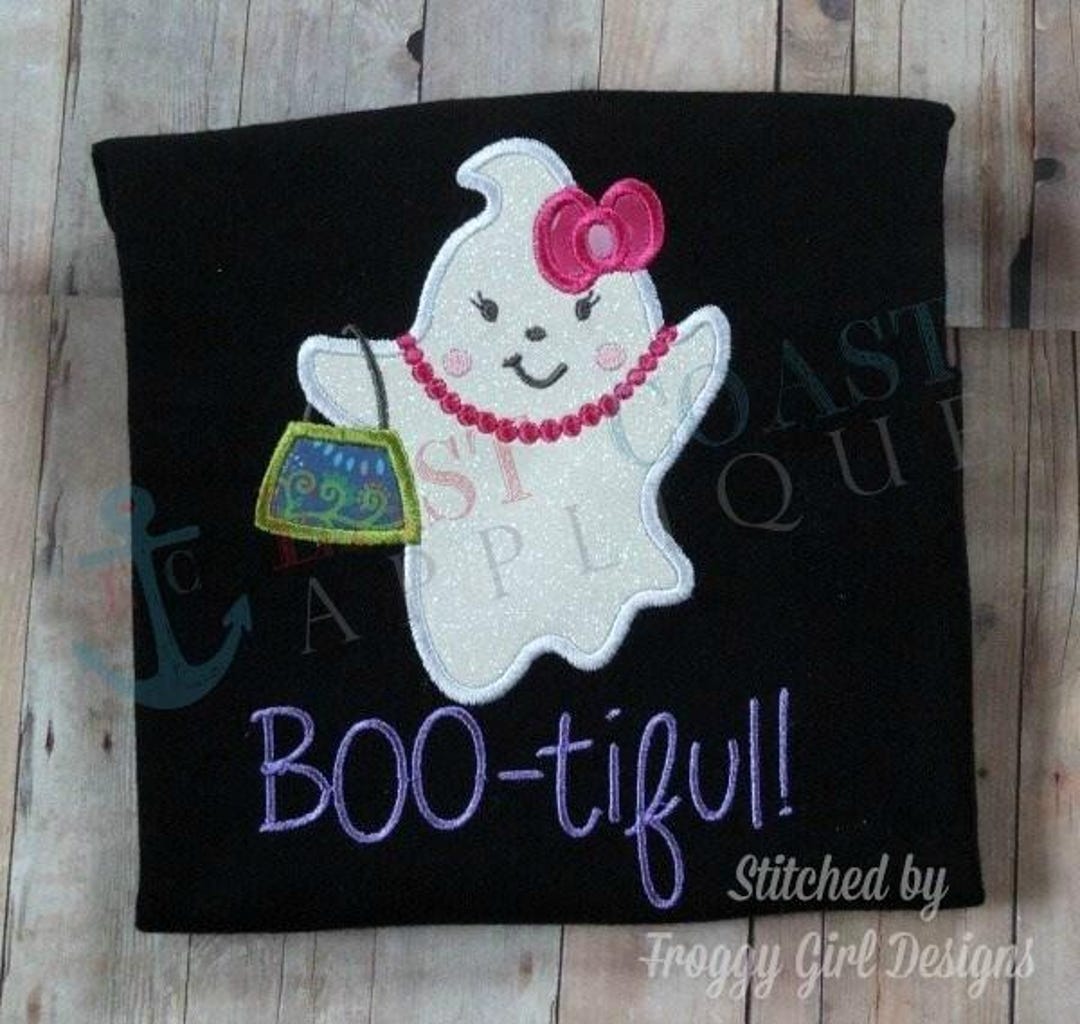 Bootiful Ghost Applique Design, Machine Embroidery, Embroidery Design ...