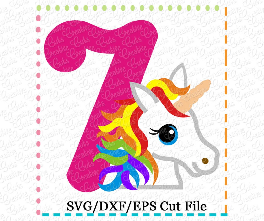 Rainbow Unicorn 7th Birthday SVG Cutting File, Unicorn Svg, Pony Svg ...