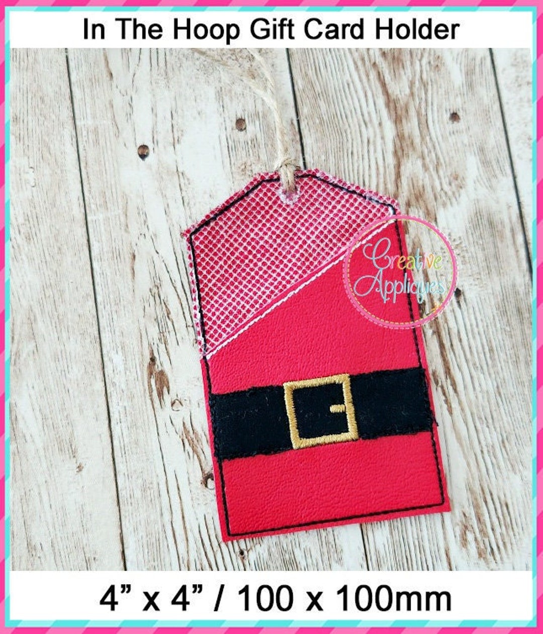 Santa in the Hoop Gift Card Holder Embroidery Design, Gift Card Holder ...