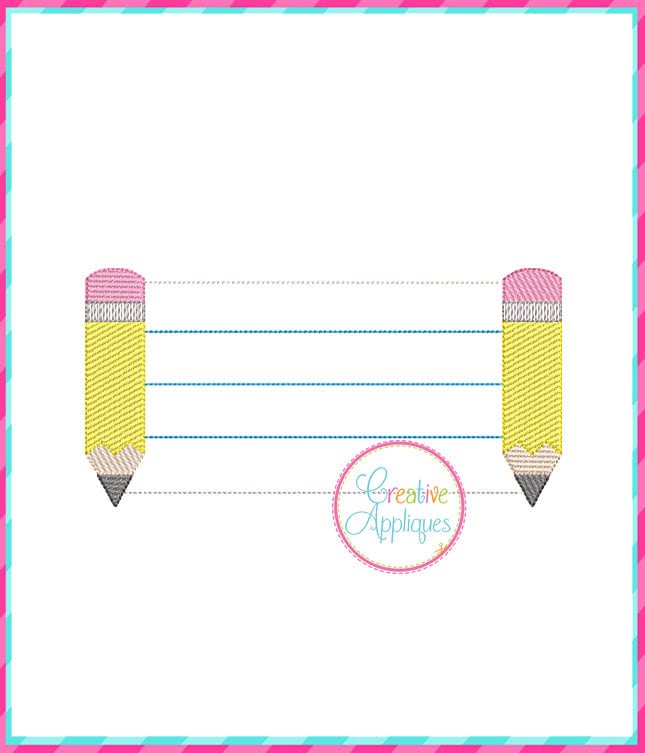 Pencil Frame Machine Embroidery Design 5 Sizes, Pencil Embroidery ...