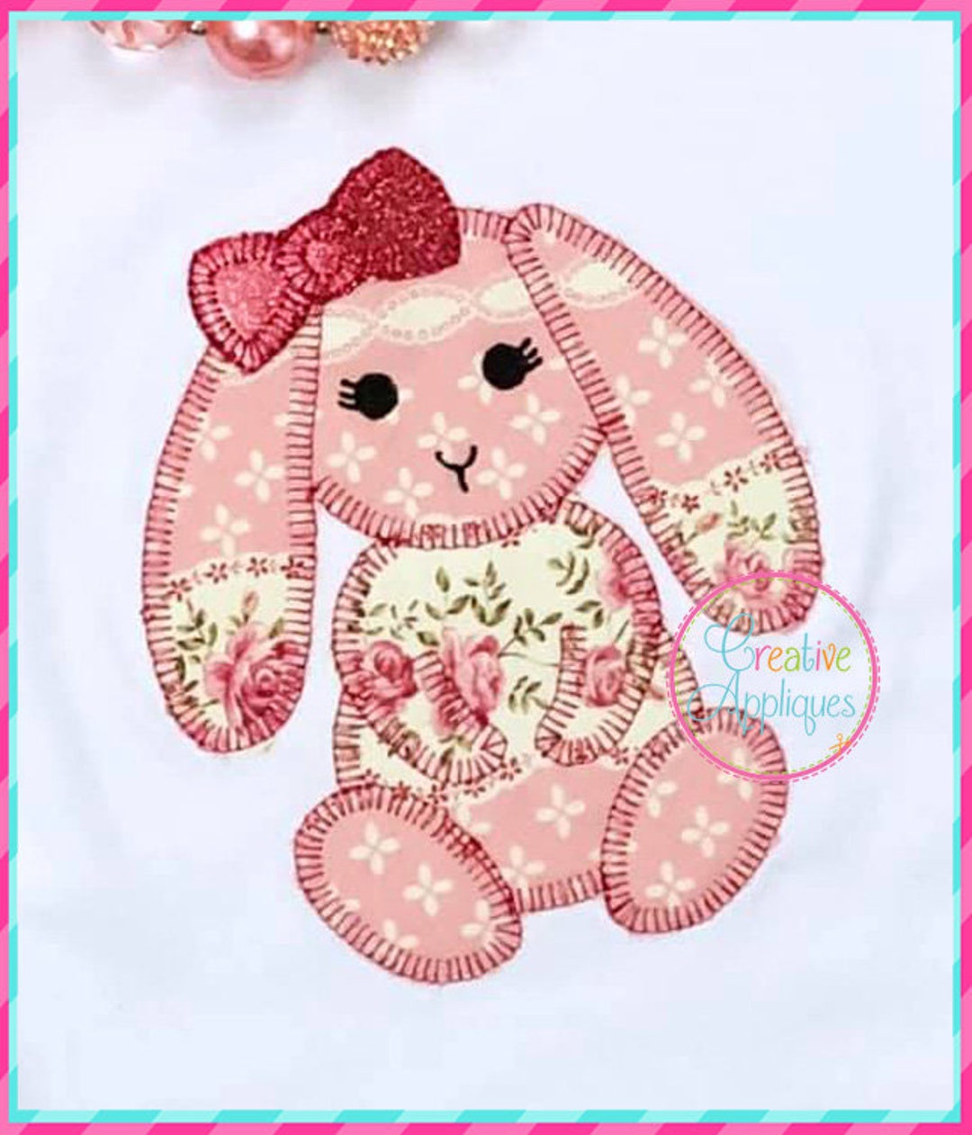 Blanket Stitch Floppy Eared Bunny Rabbit Digital Machine Embroidery ...