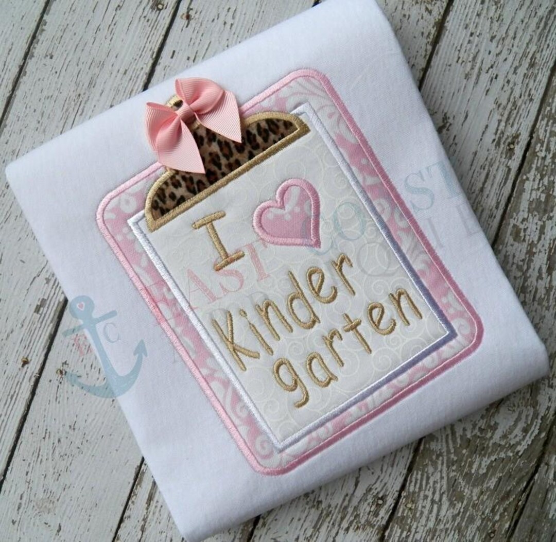 Kindergarten Clipboard Applique Design, Machine Embroidery, Embroidery ...