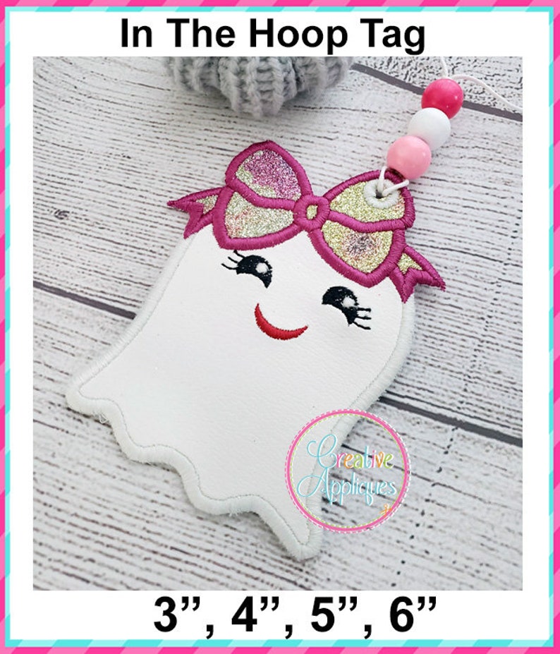 Ghost Girl Tag in the Hoop Tag Machine Embroidery Design 4 - Etsy