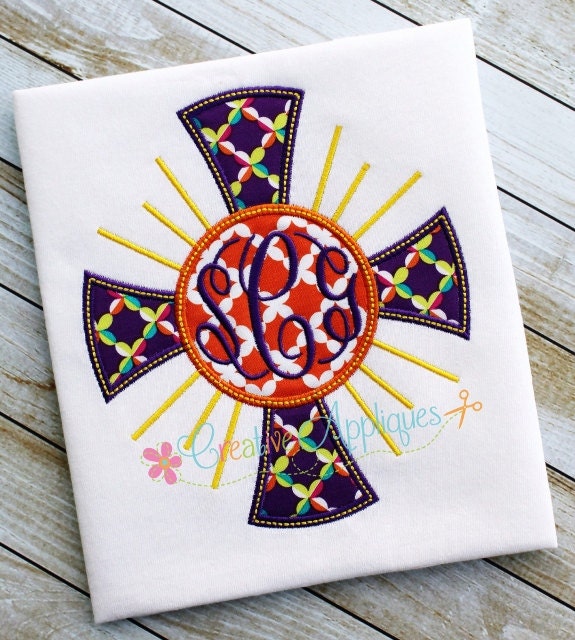 Monogram Cross Machine Embroidery Applique Design 4 SIZES | Etsy