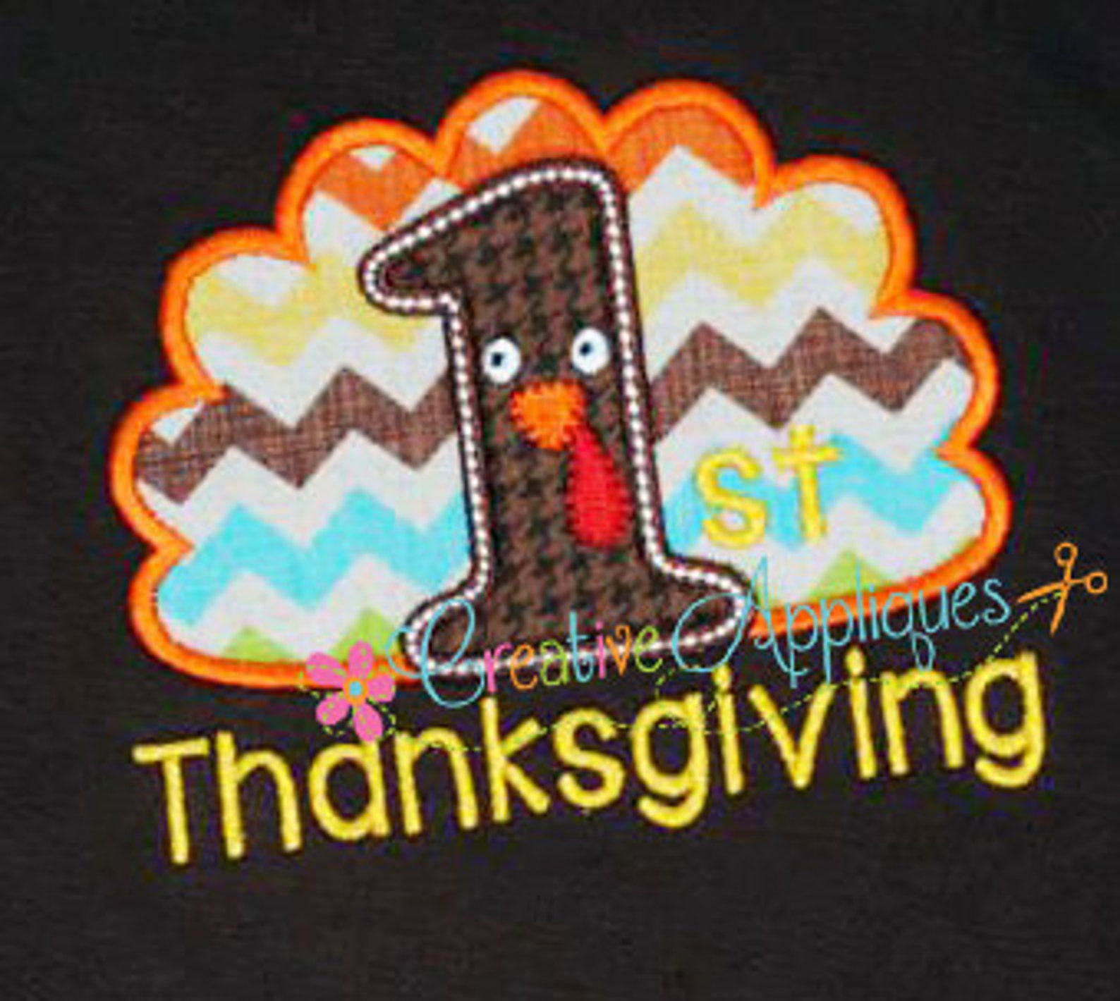 1st First Thanksgiving Turkey Digital Machine Embroidery - Etsy