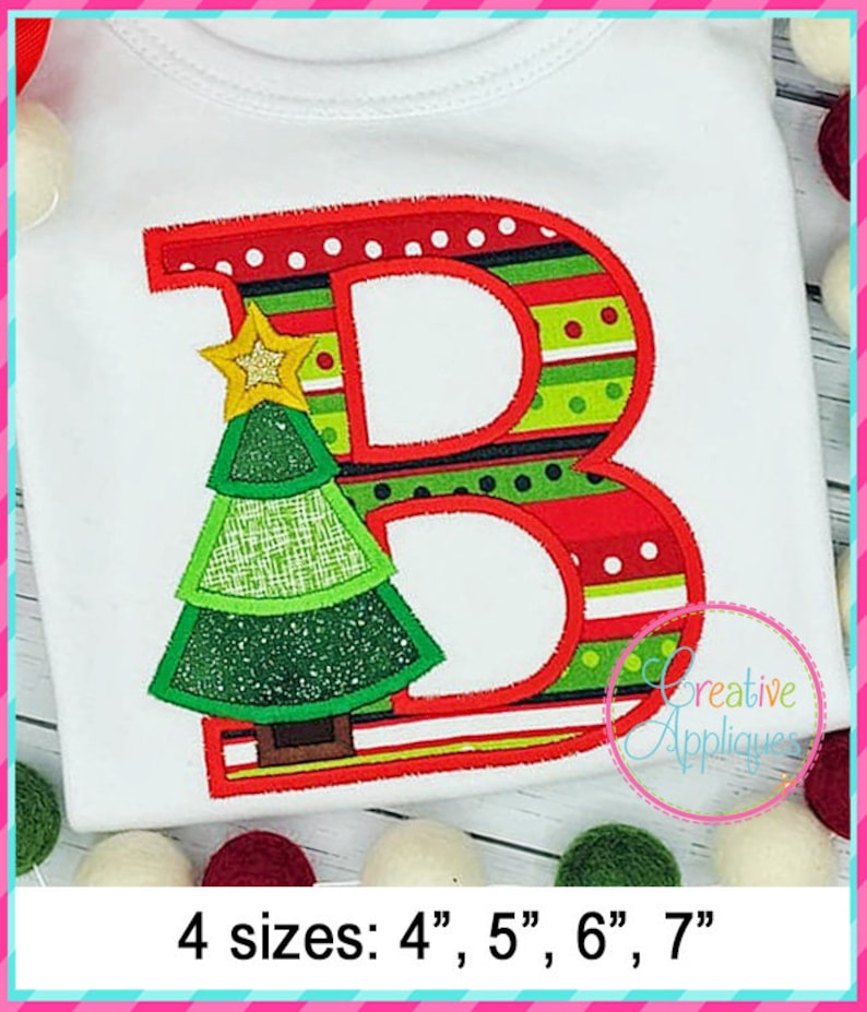 EXCLUSIVE Christmas Tree Alphabet Machine Embroidery Applique | Etsy