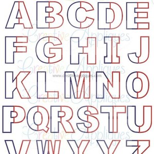 Split Divided Alphabet Letter Set A-Z Applique Machine Embroidery ...