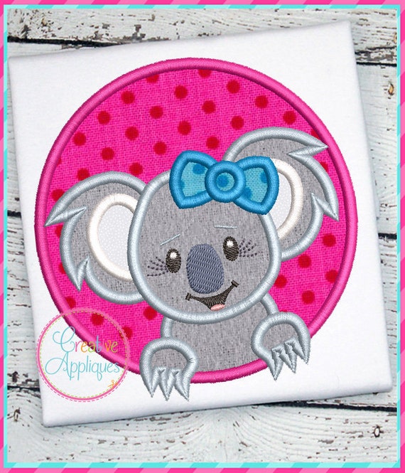Girl Koala Circle Digital Machine Embroidery Applique Design 4 - Etsy