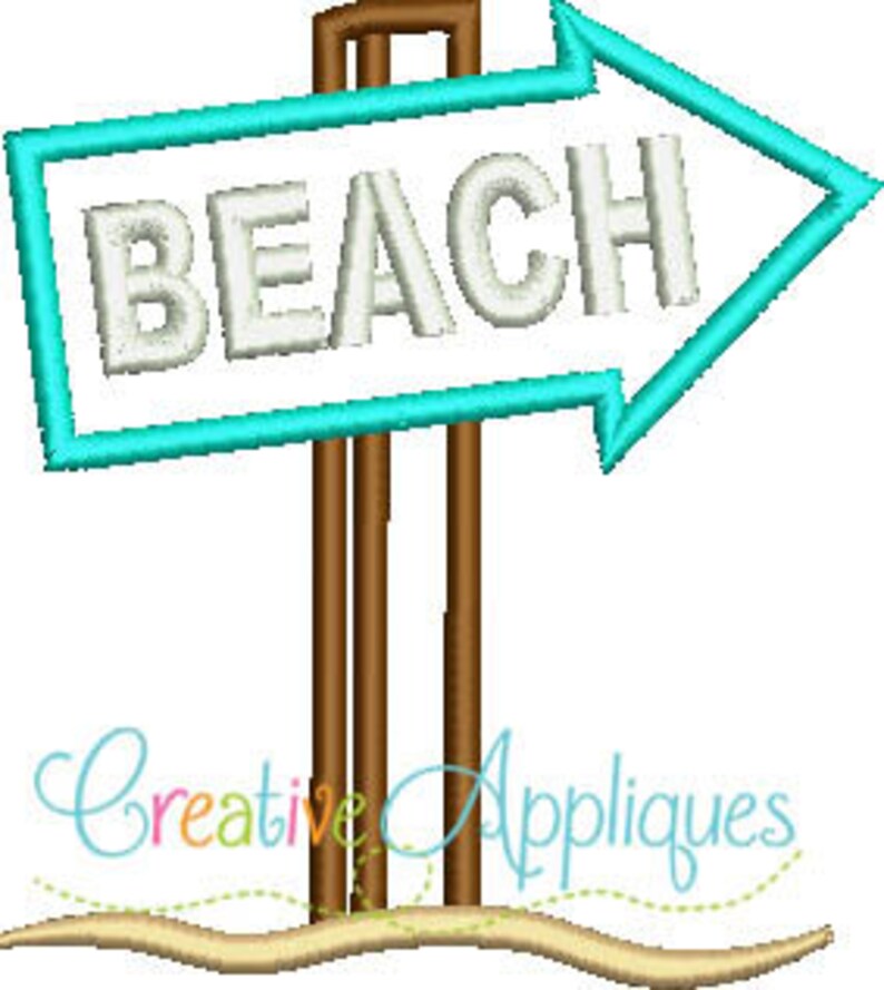 Beach Arrow Sign Digital Machine Embroidery Applique Design 4 Sizes! - Etsy