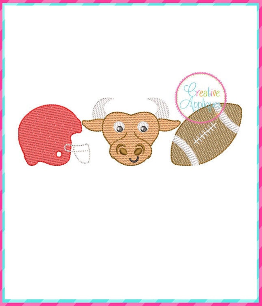 Sketch Stitch Longhorn Football Digital Machine Embroidery Design 5 ...