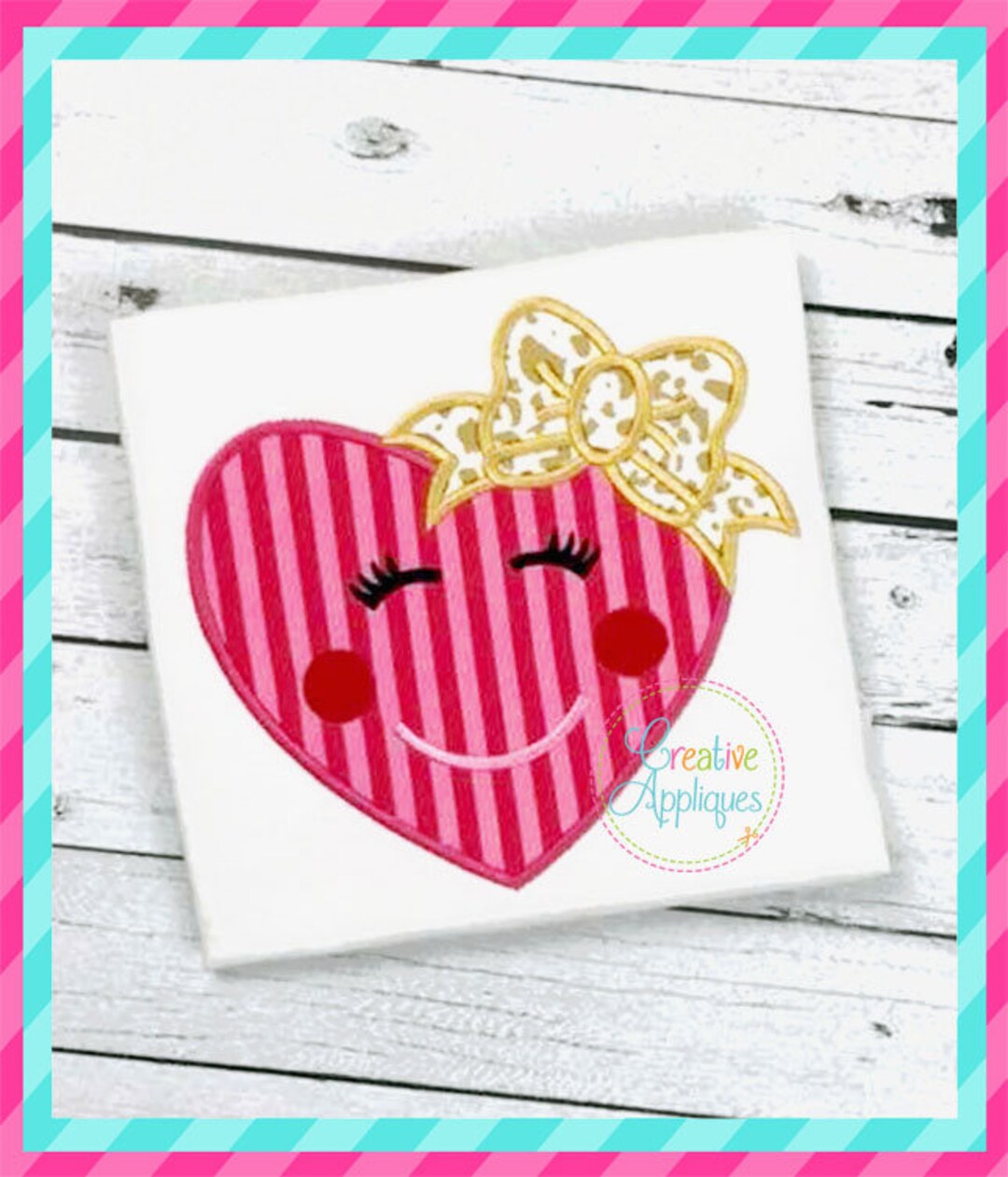Valentine Smiling Happy Heart Digital Machine Embroidery Applique ...