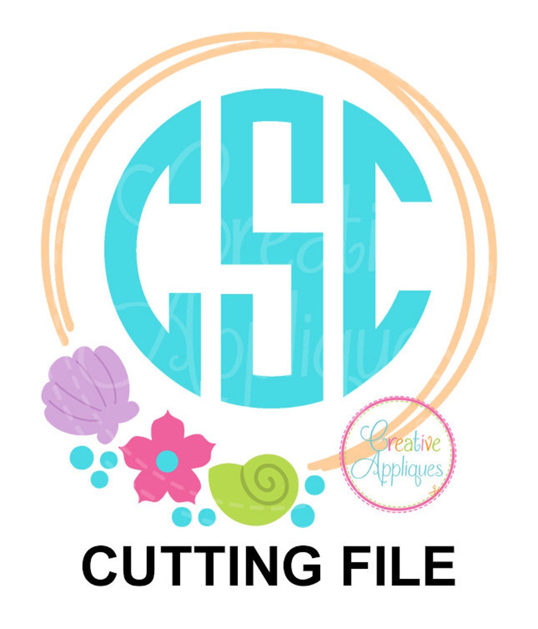 Beach Monogram Frame SVG Eps DXF Cutting File, Shell Svg, Shell Cut ...