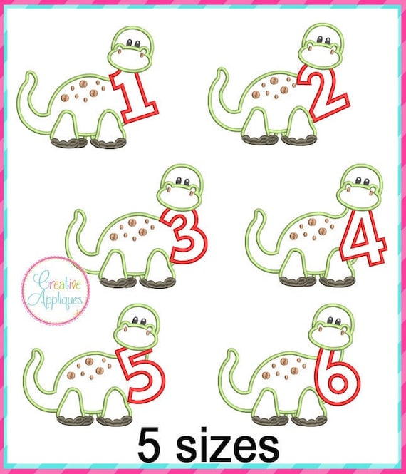 Dinosaur Number Applique Set Digital Machine Embroidery - Etsy