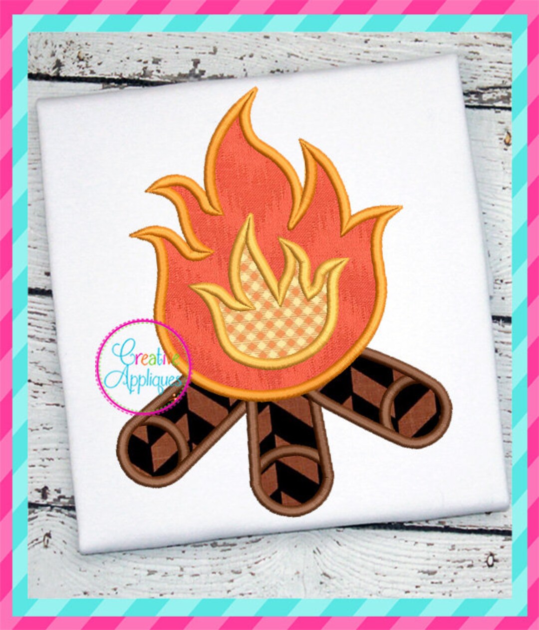 4 Sizes Campfire Applique Digital Machine Embroidery Design, Campfire ...