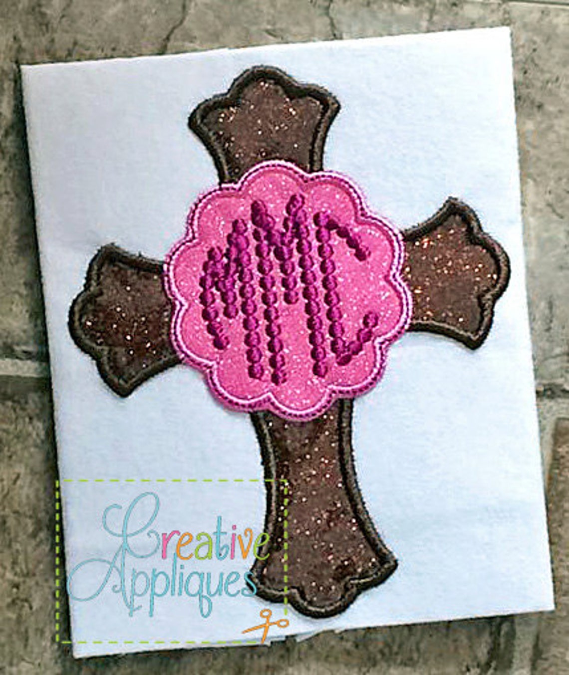 Monogram Cross Scallop Machine Embroidery Applique Design 4 - Etsy