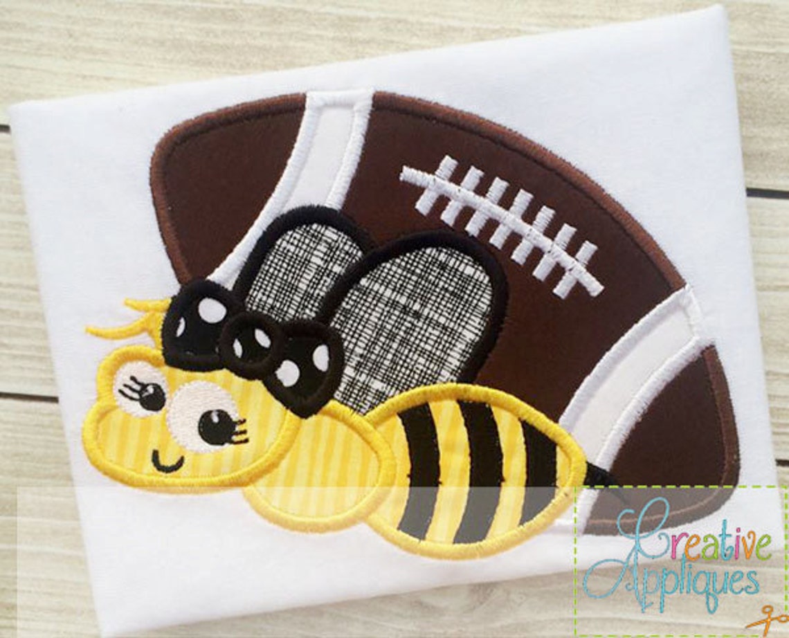 Hornet Bee Bumblebee Yellow Jackets Girl Football Applique | Etsy