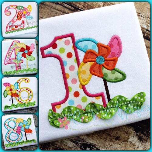 Pinwheel Birthday Number Set 1 Through 9 Digital Machine - Etsy