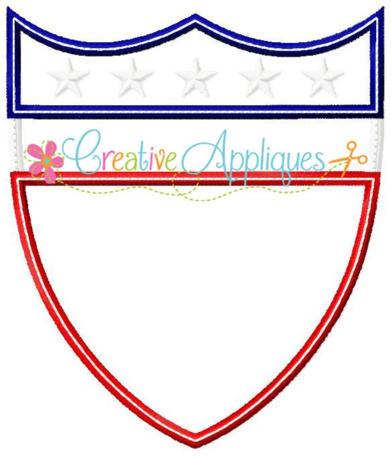 American Shield Frame Patch Digital Machine Embroidery Applique Design ...