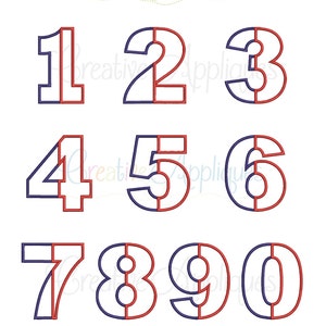 Split Divided Numbers Set Applique Digital Machine Embroidery | Etsy