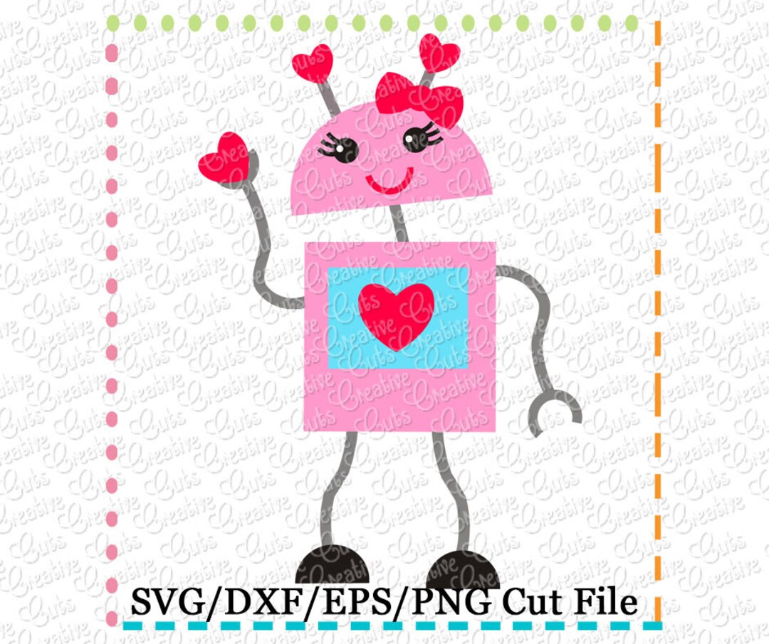 Valentine Robot SVG Cutting File, Robot Svg, Robot Cut File, Robot ...