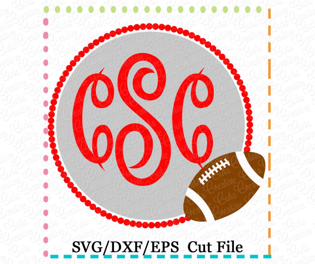Football Monogram Frame Cutting File Football Svg, Football Svg ...