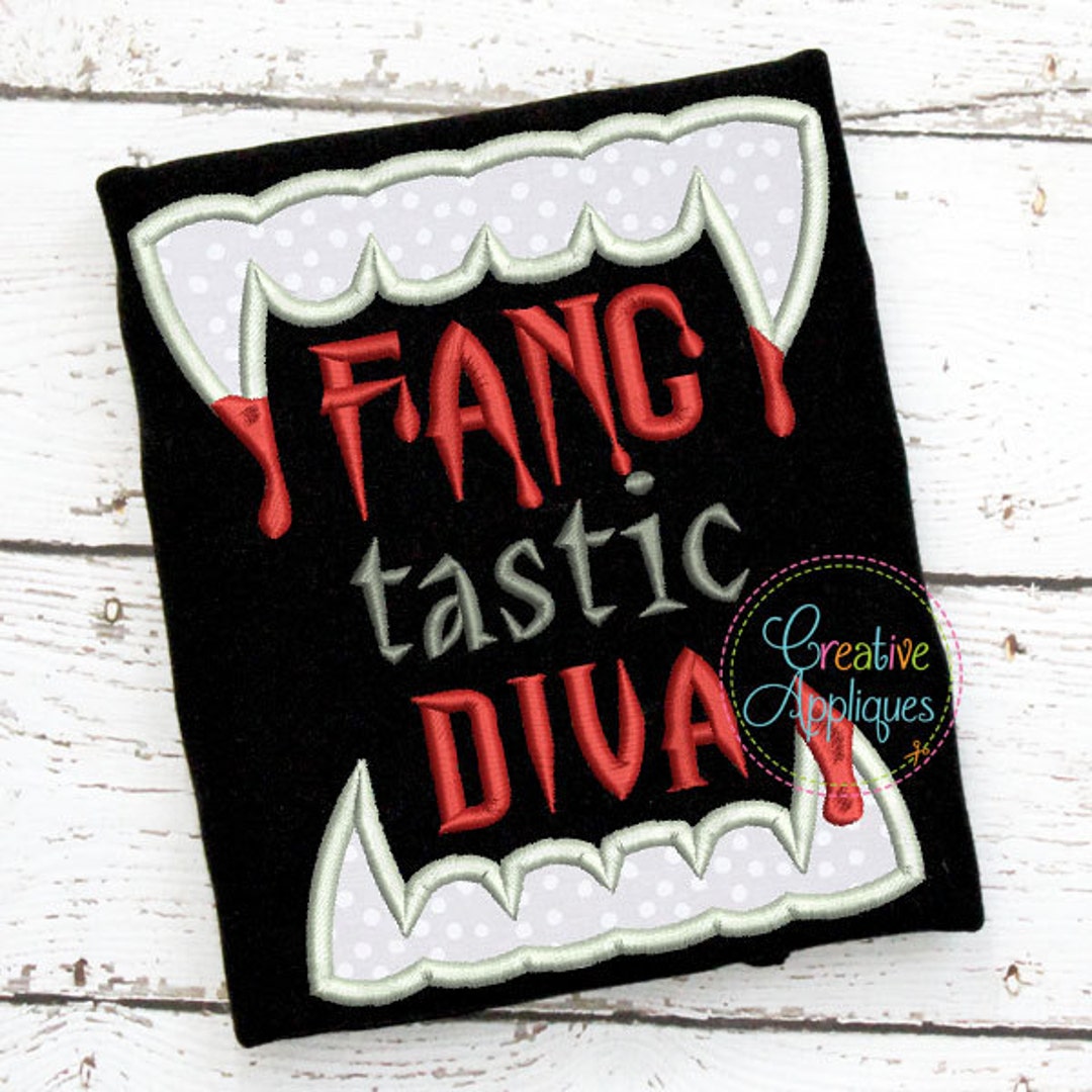 Fang-tastic Diva Applique Digital Machine Embroidery Design 4 Size ...