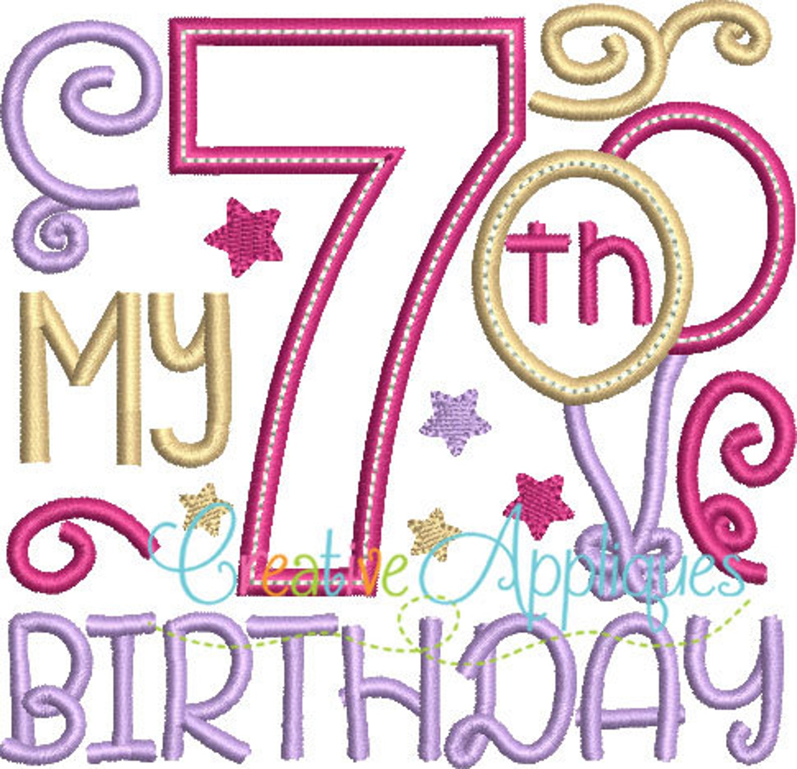 My 7th Birthday Applique Digital Machine Embroidery Design 4 - Etsy