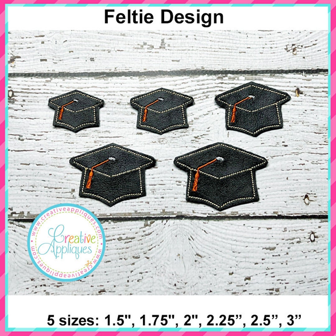 Graduation Cap Feltie Digital Machine Embroidery Design 5 Sizes, Grad ...
