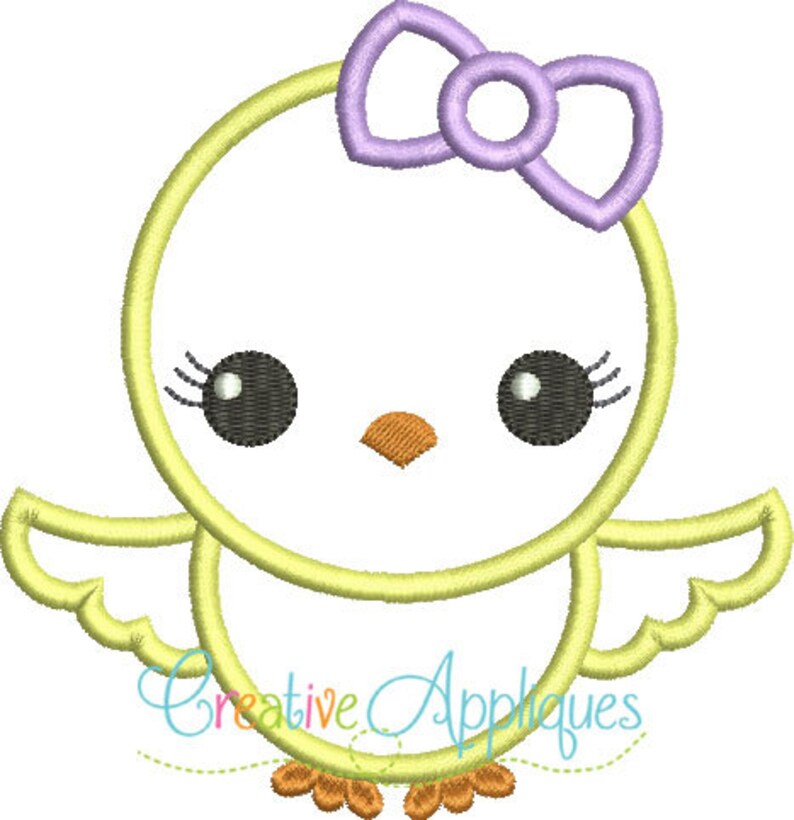 Girl Chick Easter Applique Digital Machine Embroidery Applique | Etsy