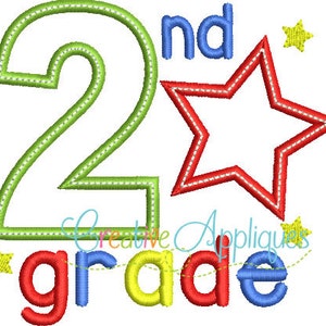 2nd Second Grade Star Digital Machine Embroidery Applique Design 4 ...