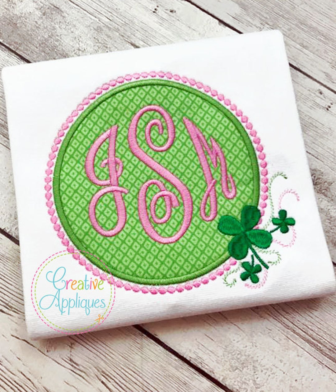 Clover Shamrock Monogram St Patrick's Day Frame Digital Machine ...