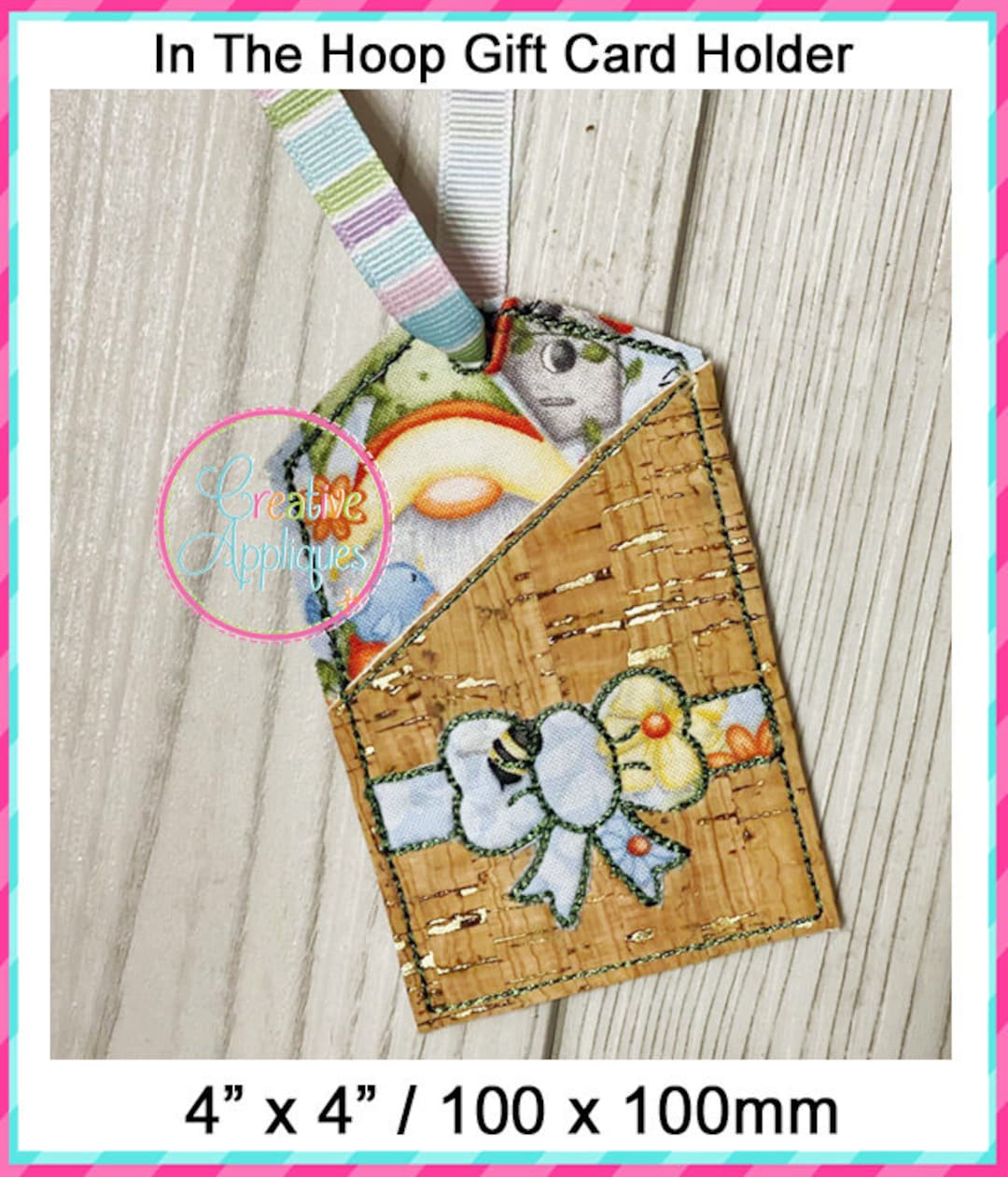 Bow in the Hoop Gift Card Holder Embroidery Design, Gift Card Holder ...