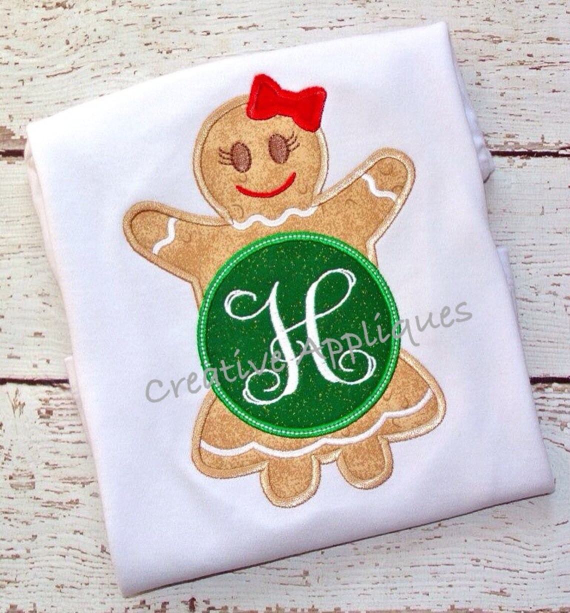 Gingerbread Girl Monogram Digital Applique Machine Embroidery - Etsy