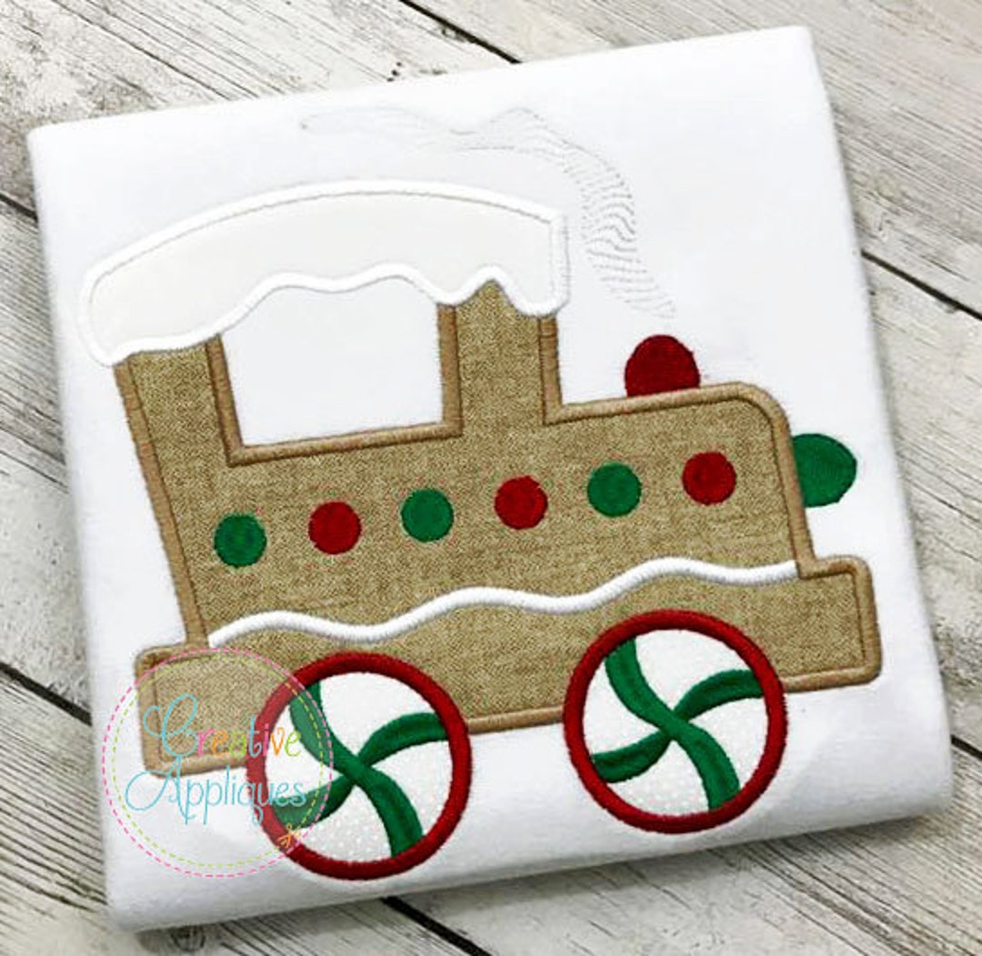 Christmas Gingerbread Train Applique Digital Machine Embroidery Design ...