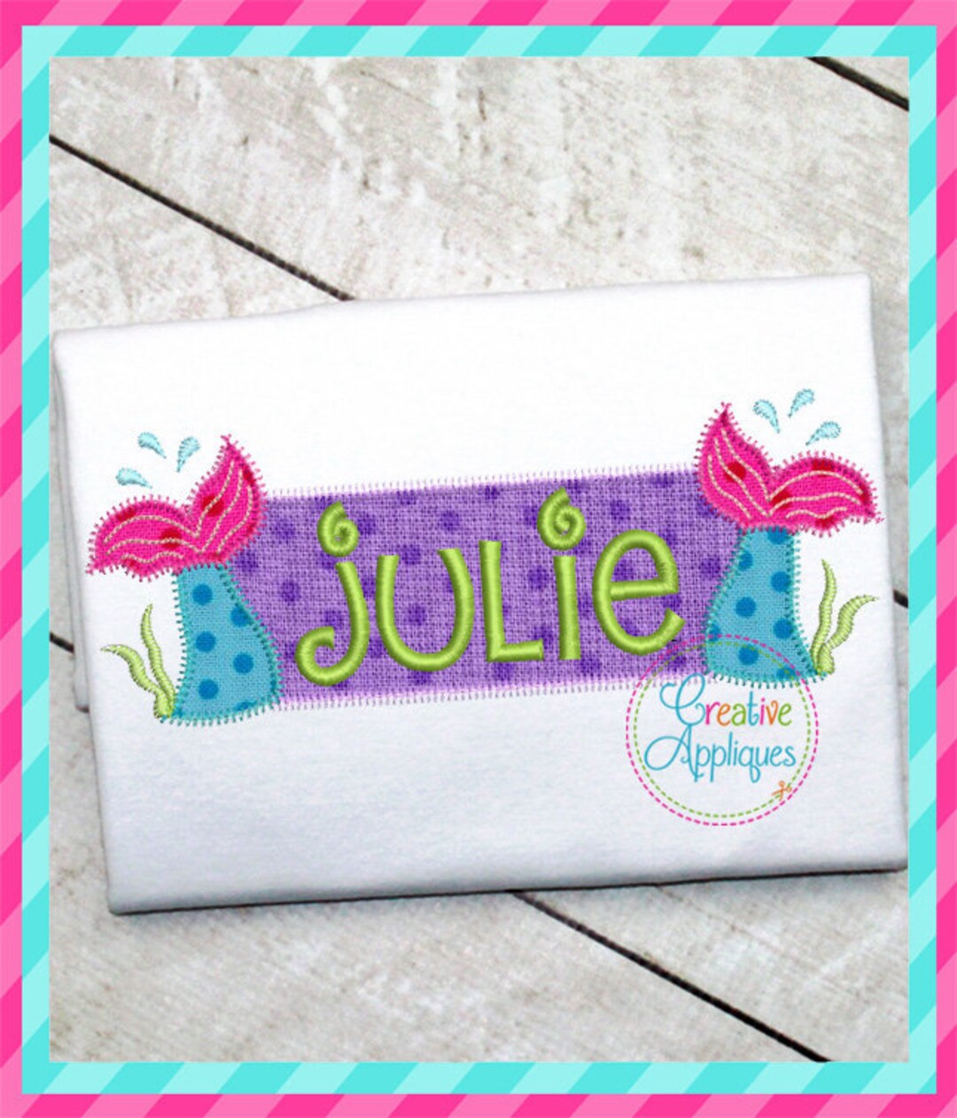 12 SIZES!!! Zigzag Stitch Mermaid Tail Frame Digital Machine Embroidery ...