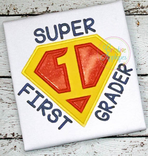 Super 1st First Grade Grader Digital Machine Embroidery Applique Design ...