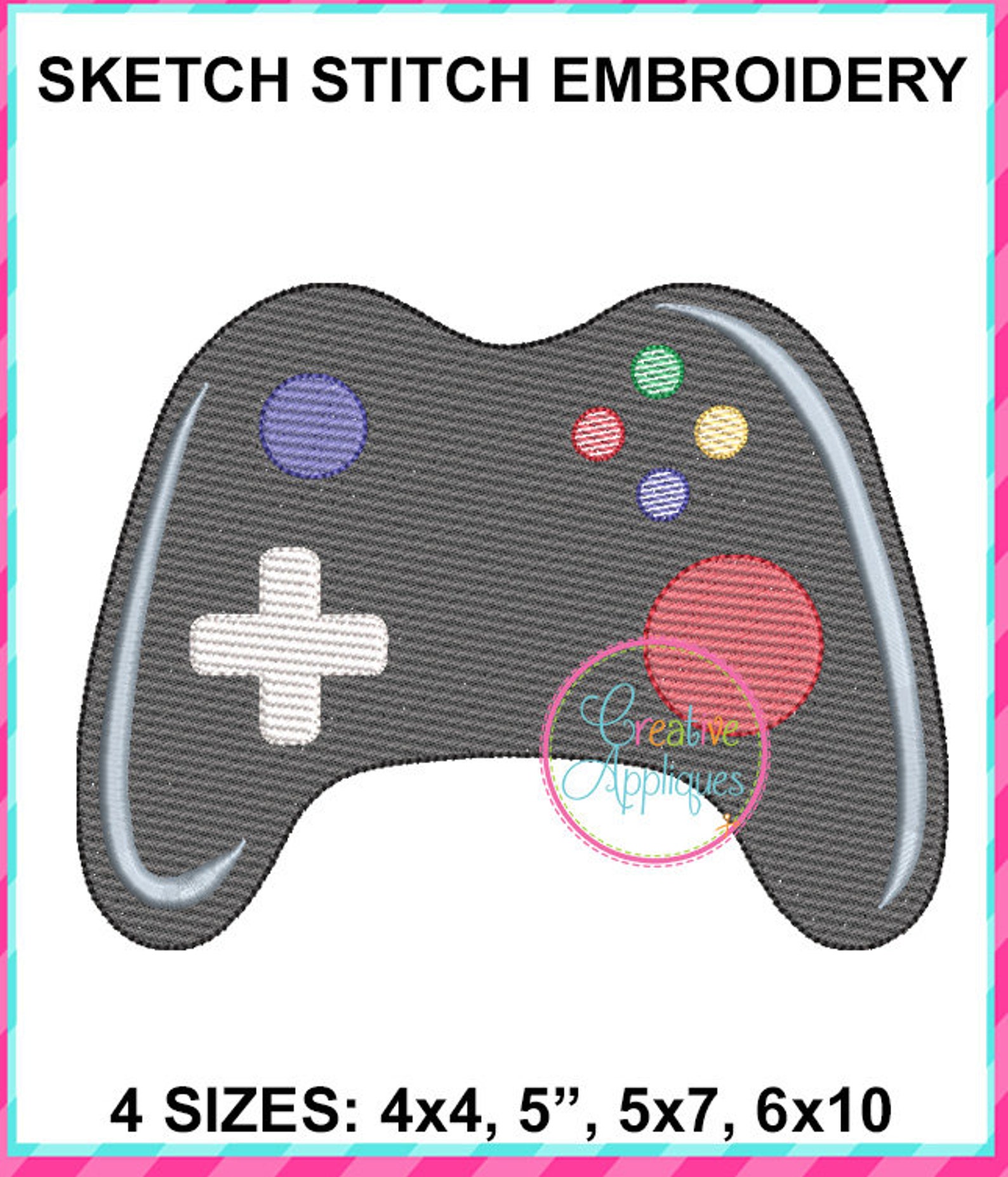 Sketch Stitch Game Control Embroidery Machine Design 4 Sizes - Etsy