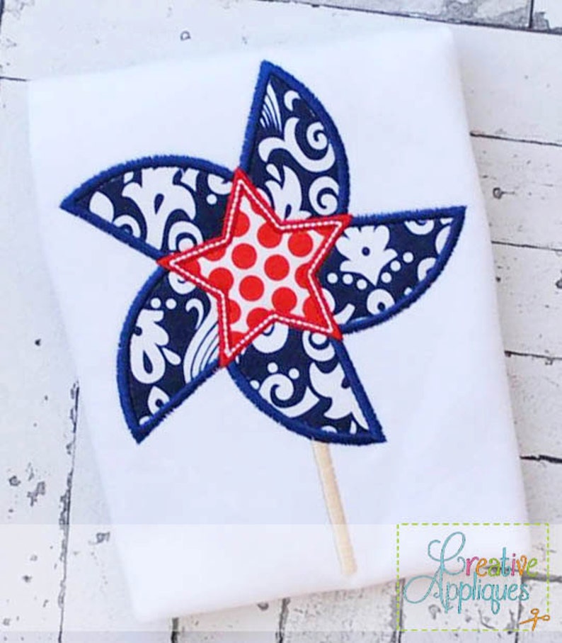 Patriotic Star Pinwheel Digital Machine Embroidery Applique - Etsy