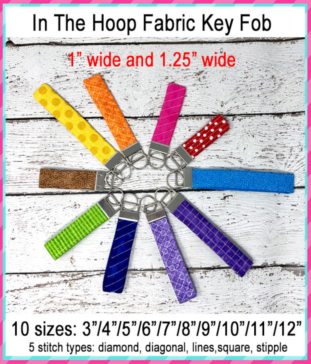 ITH in the Hoop Key Fob Embroidery Design, in the Hoop Machine ...