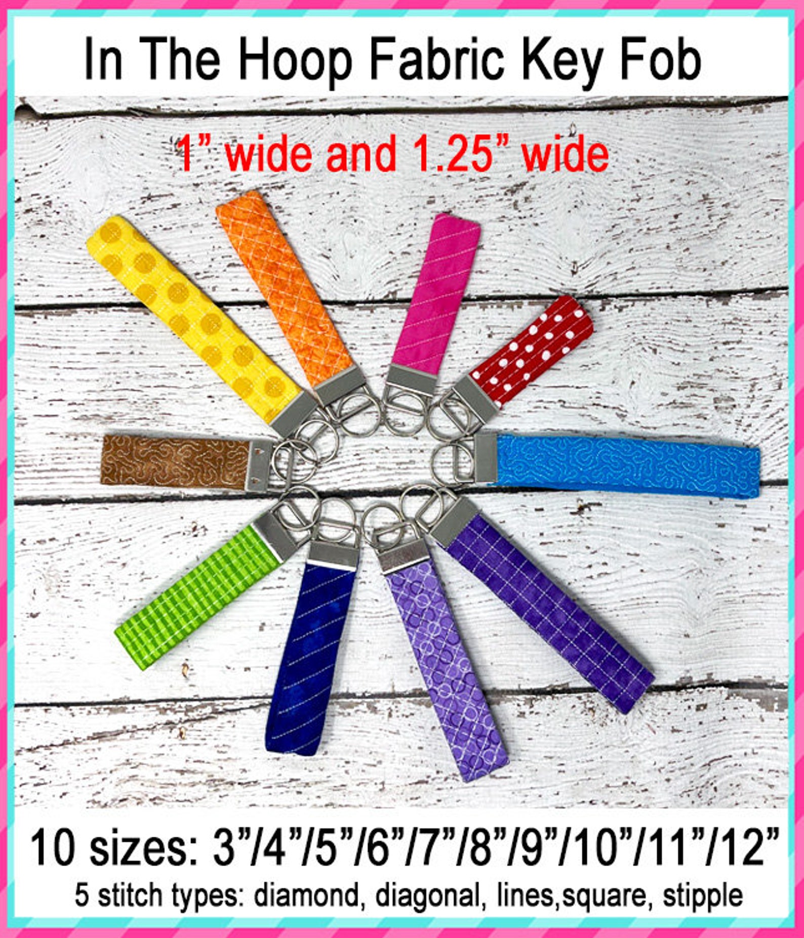 ITH in the Hoop Key Fob Embroidery Design, in the Hoop Machine ...