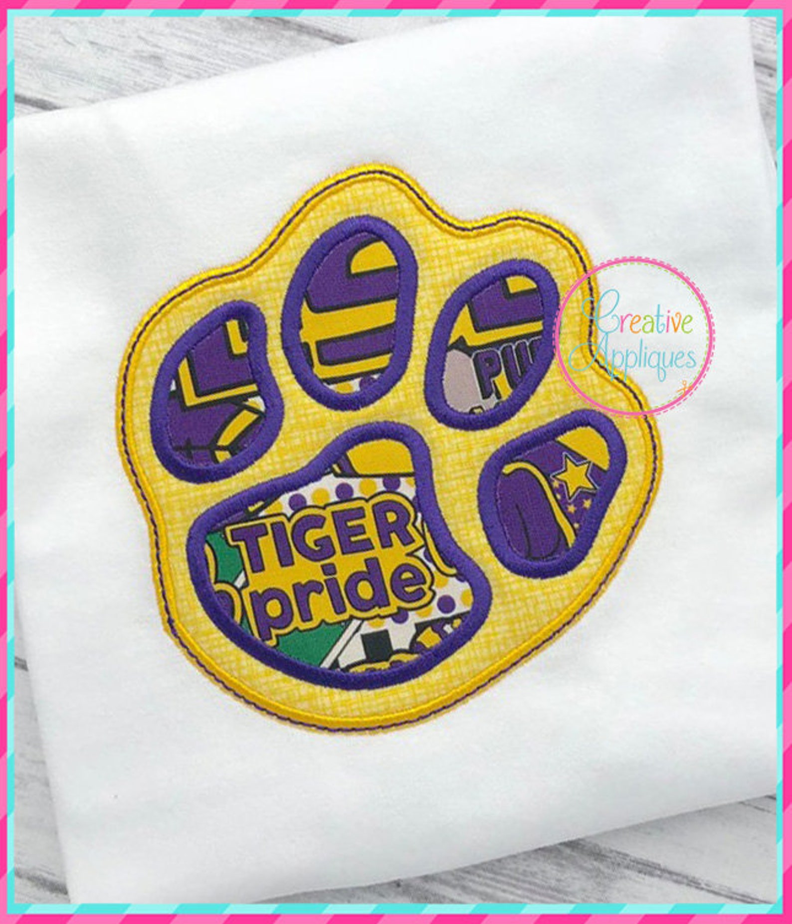 GO Tiger Paw Applique Digital Machine Embroidery Design 4 Sizes ...